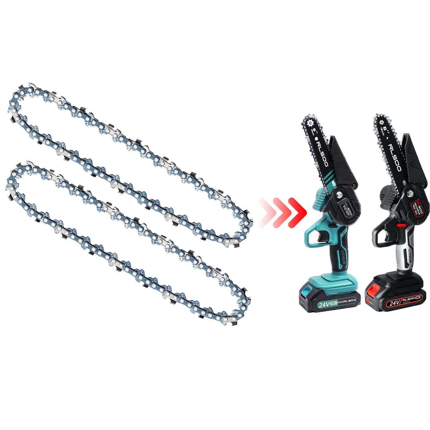 6-Inch Chainsaw Chain Replacement for Cordless Mini Chainsaws - 2 Pack ...
